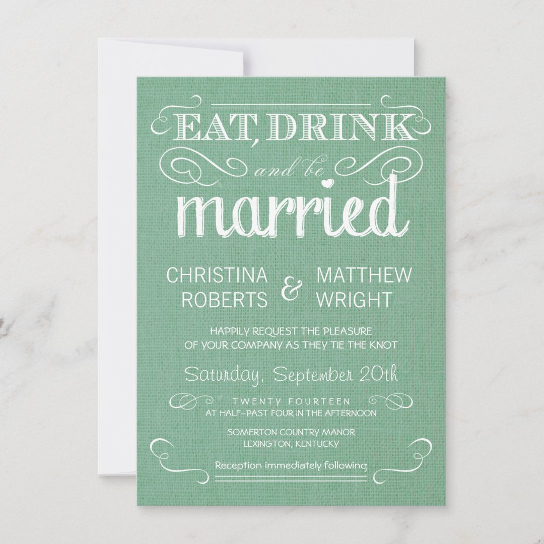 Burlap Mint Green Rustic Wedding Invitations | Zazzle