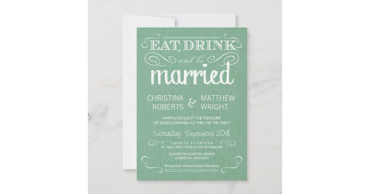 Burlap Mint Green Rustic Wedding Invitations | Zazzle