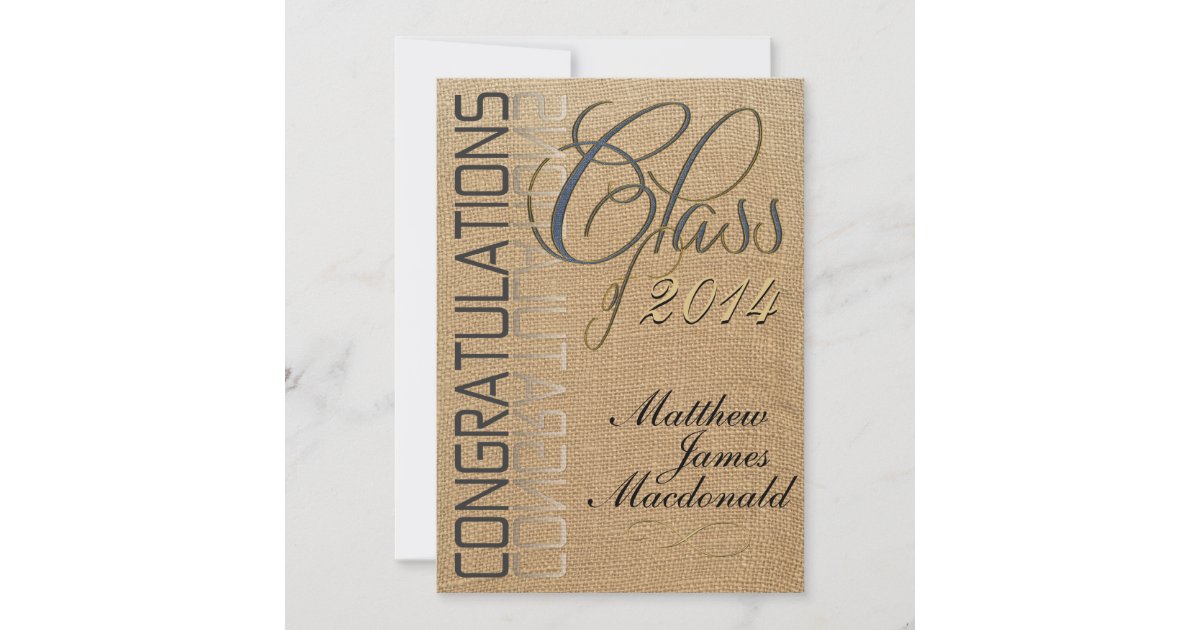 Burlap Mirror Formal Graduation Invitation | Zazzle