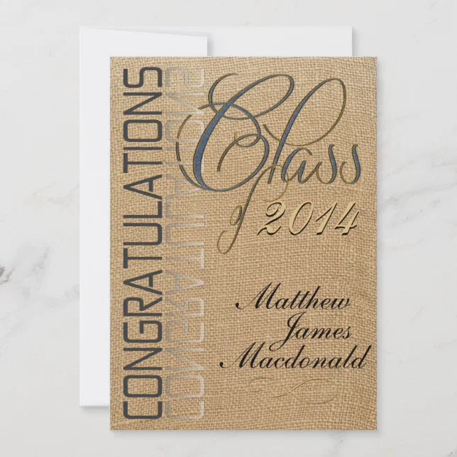 Burlap Mirror Formal Graduation Invitation | Zazzle
