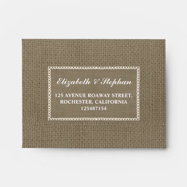 burlap RSVP envelopes for wedding parties | Zazzle