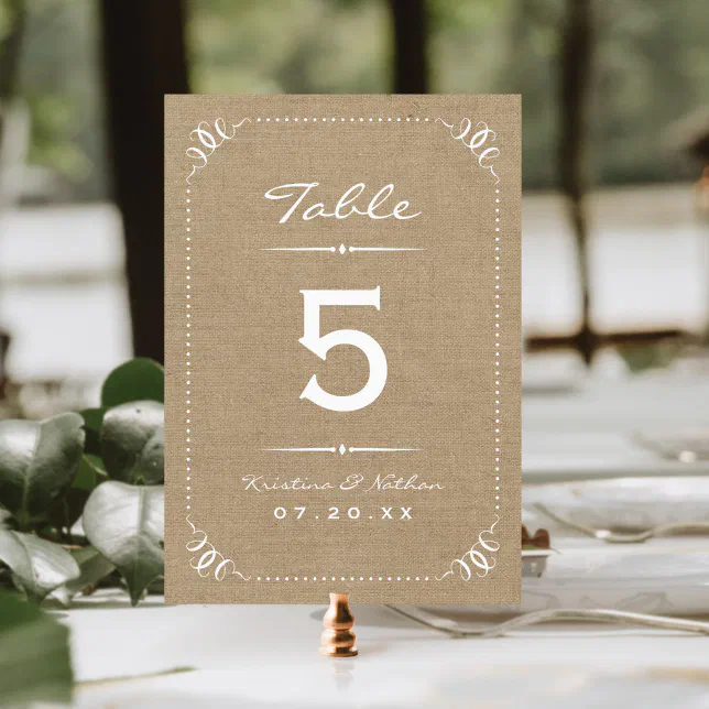 Burlap Rustic Chic Table Numbers | Zazzle