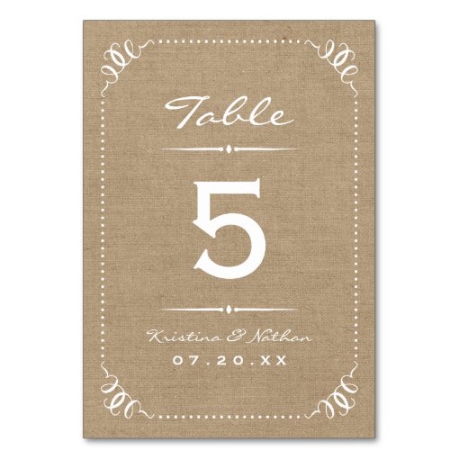 Burlap Rustic Chic Table Numbers | Zazzle