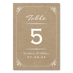 Burlap Rustic Chic Table Numbers | Zazzle