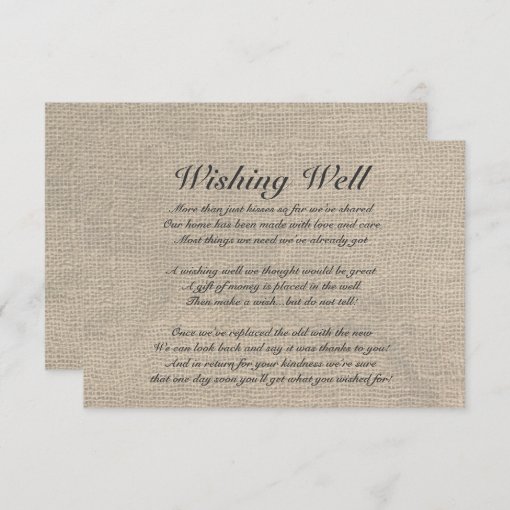 Burlap Rustic Wishing Well Card | Zazzle