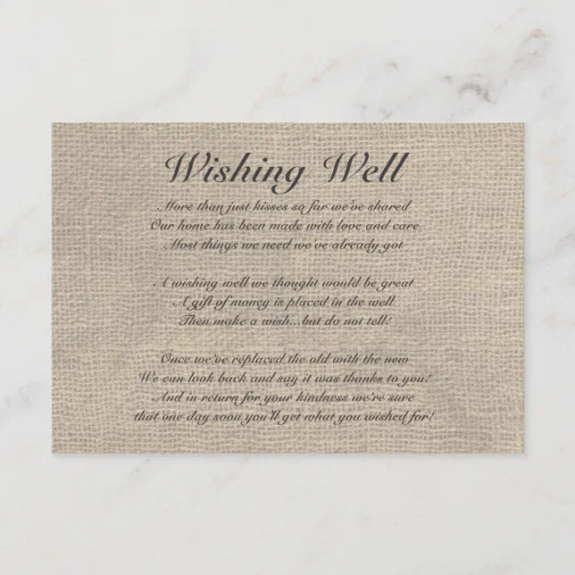 Burlap Rustic Wishing Well Card | Zazzle