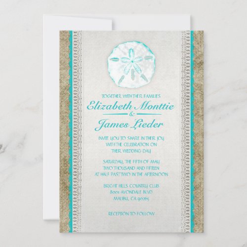 Burlap Sand Dollar Wedding Invitations | CI4U