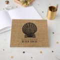 Burlap Shell Beach House Guest Book | Zazzle