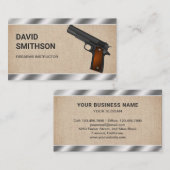 Burlap Steel Pistol Gun Shop Gunsmith Firearms Business Card | Zazzle