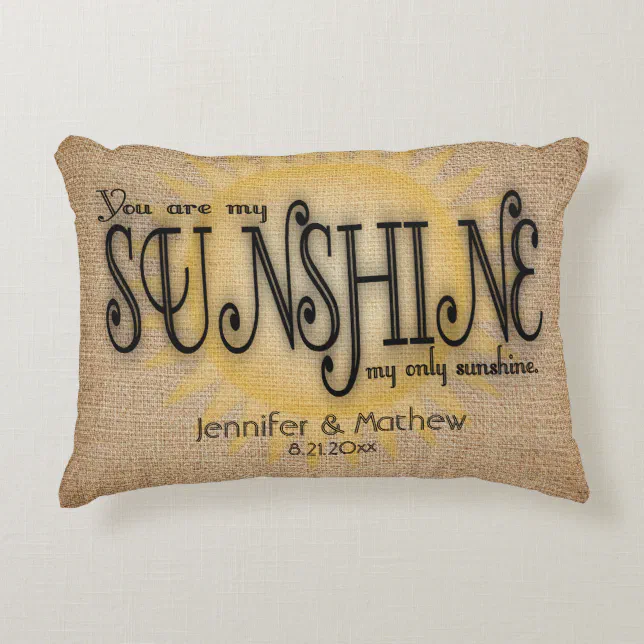 Burlap Sunshine Rustic Wedding Decorative Pillow | Zazzle