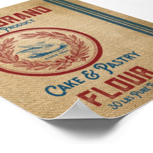 Burlap Vintage Cake Pastry Flour Sack Poster | Zazzle