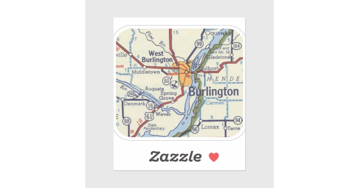 Burlington IA Map Sticker | Zazzle