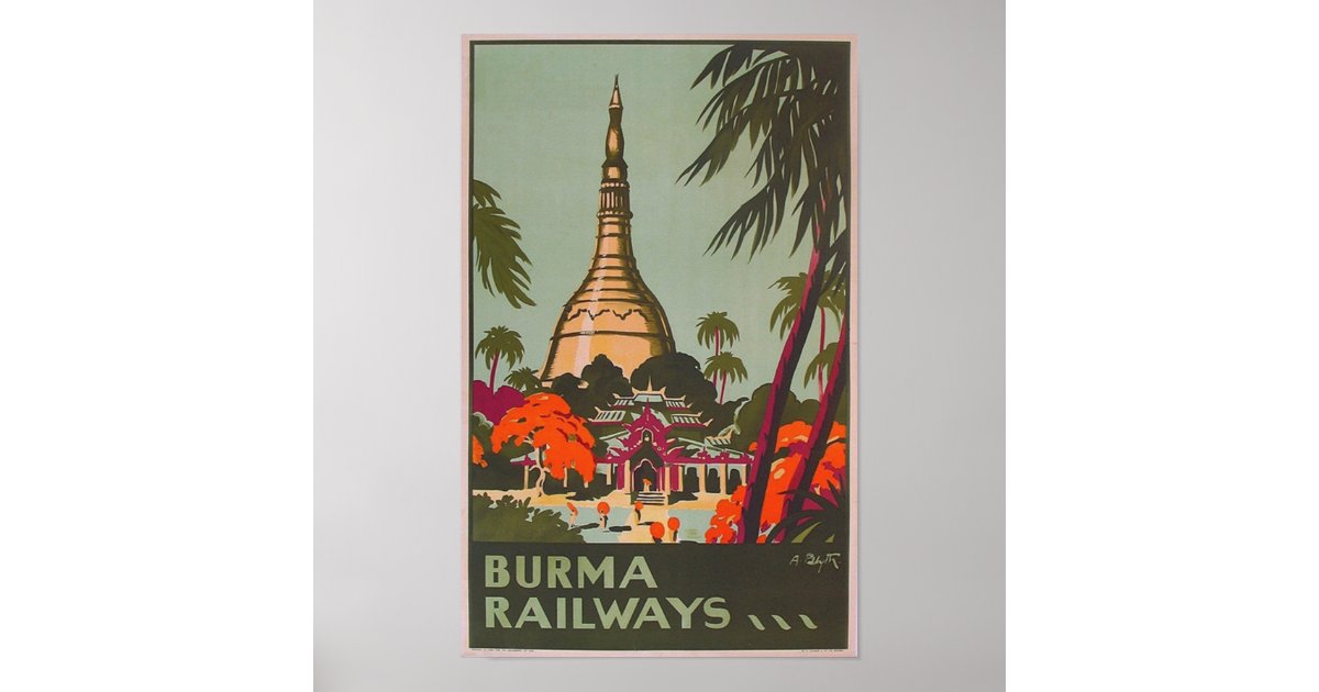 Burma Myanmar Temples | Vintage Travel Poster | Zazzle