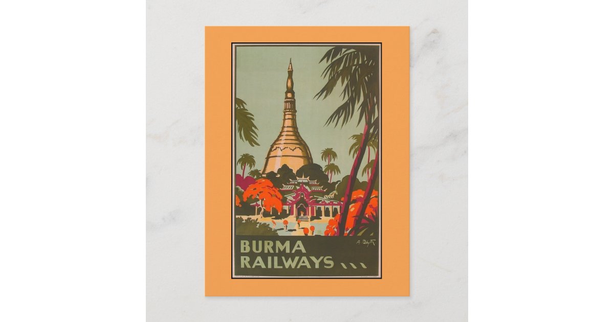 Burma Myanmar Temples | Vintage Travel Poster Postcard | Zazzle