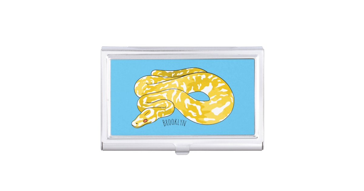 Burmese python snake cartoon illustration business card case | Zazzle