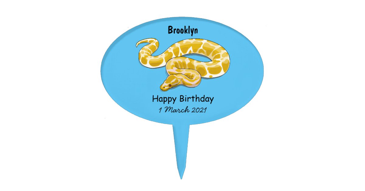 Burmese python snake cartoon illustration cake topper | Zazzle