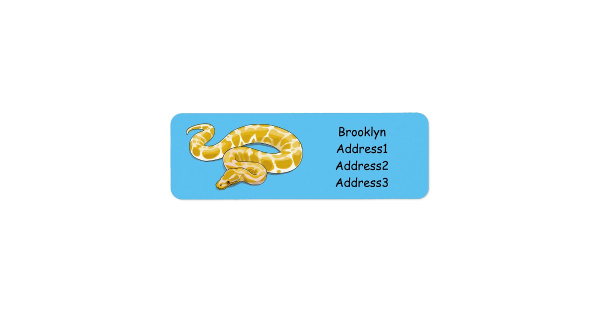 Burmese python snake cartoon illustration label | Zazzle