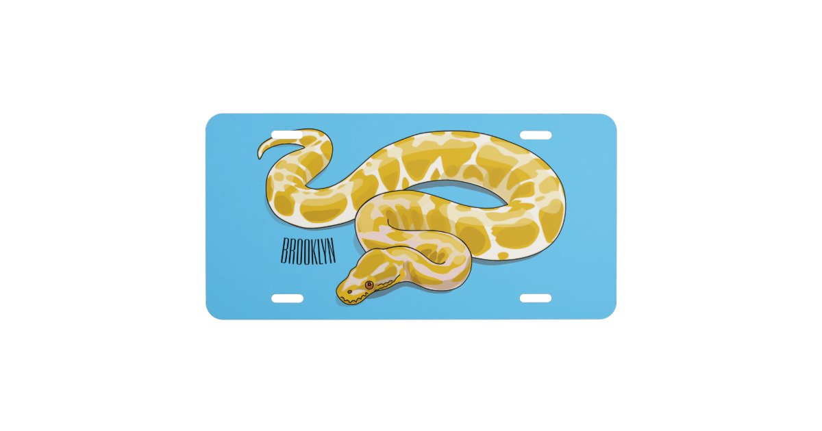Burmese python snake cartoon illustration license plate | Zazzle