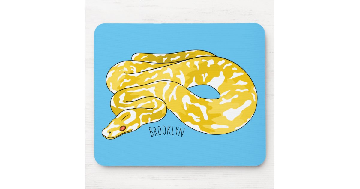 Burmese python snake cartoon illustration mouse pad | Zazzle
