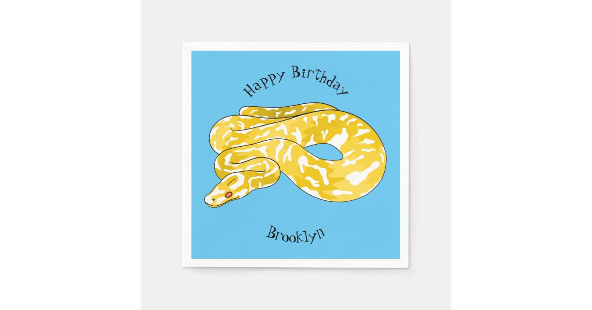 Burmese python snake cartoon illustration napkins | Zazzle