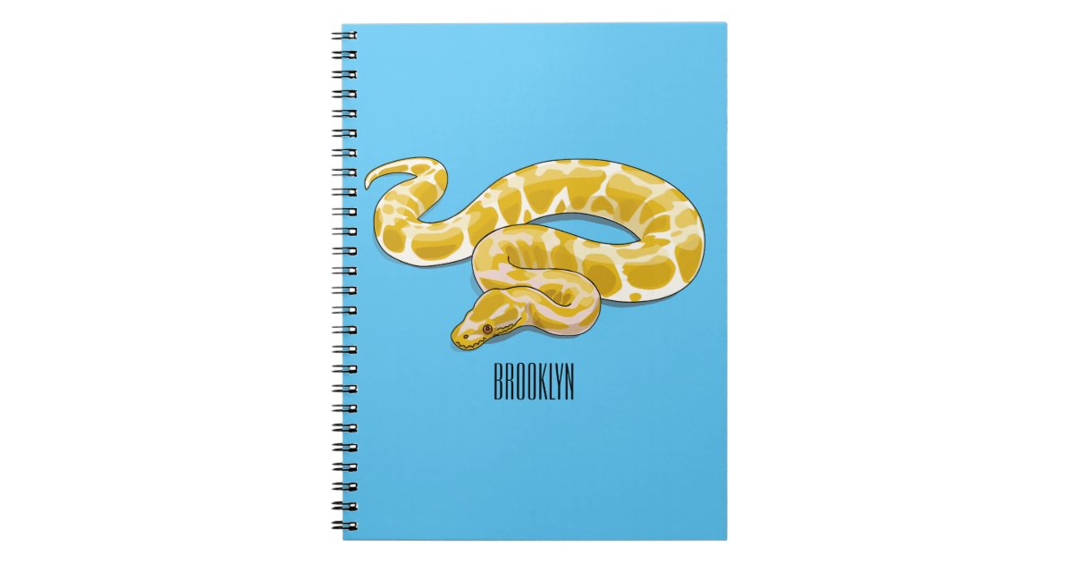 Burmese python snake cartoon illustration notebook | Zazzle