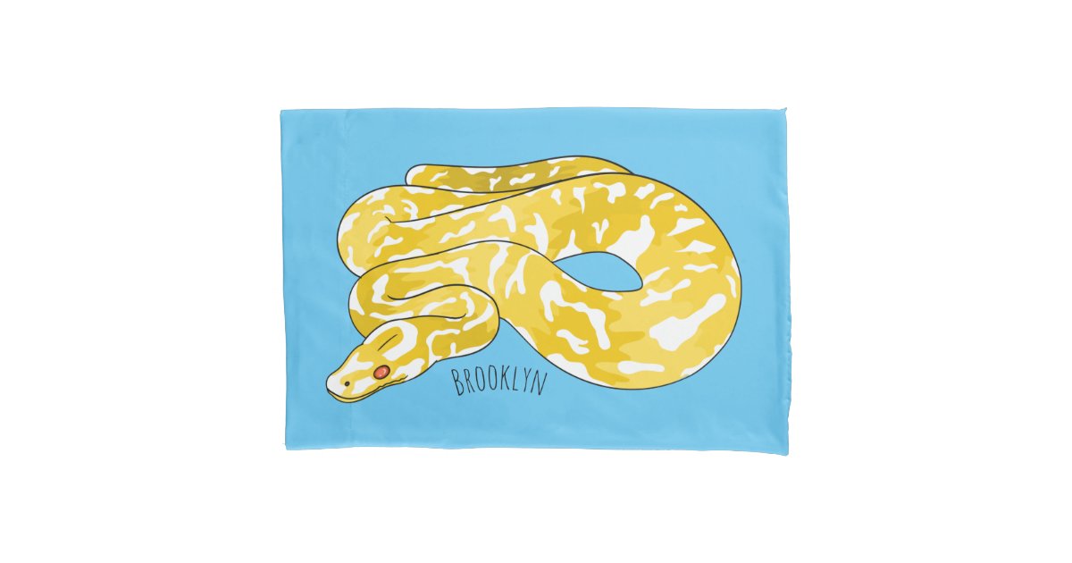 Burmese python snake cartoon illustration pillow case | Zazzle