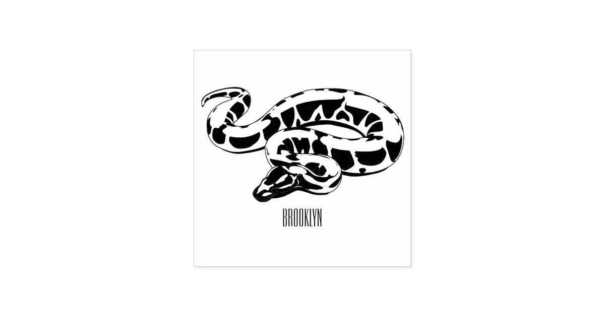 Burmese python snake cartoon illustration rubber stamp | Zazzle