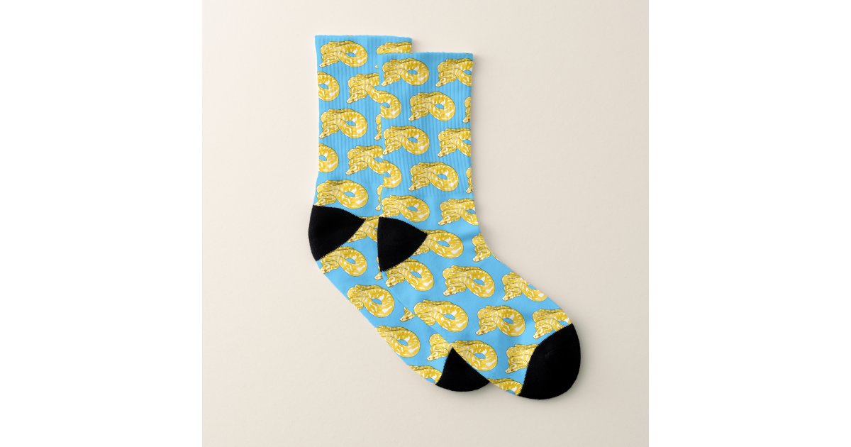 Burmese python snake cartoon illustration socks | Zazzle