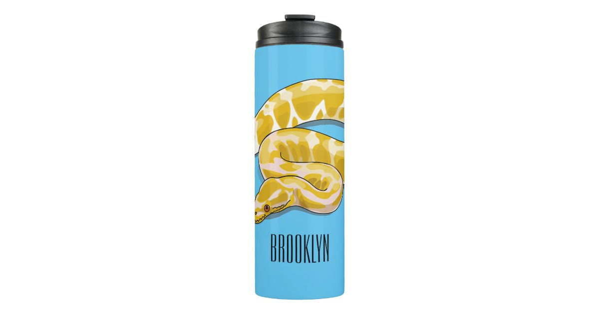 Burmese python snake cartoon illustration thermal tumbler | Zazzle