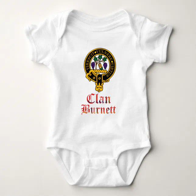 Burnett Scottish Crest Tartan Clan Name Clothes Baby Bodysuit | Zazzle