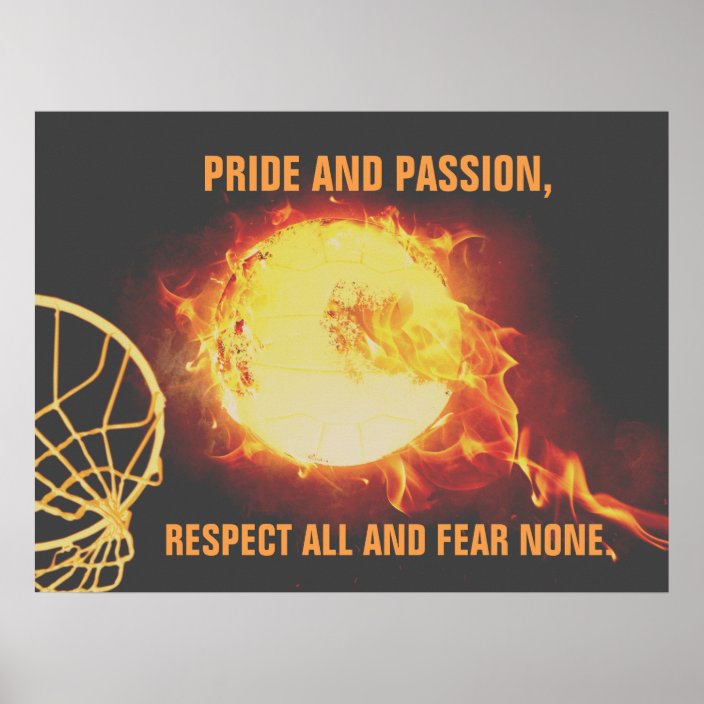Burning Ball Picture With Netball Slogan Poster | Zazzle