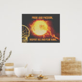 Burning Ball Picture With Netball Slogan Poster | Zazzle