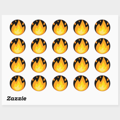 Burning Fire Emoji Classic Round Sticker | Zazzle