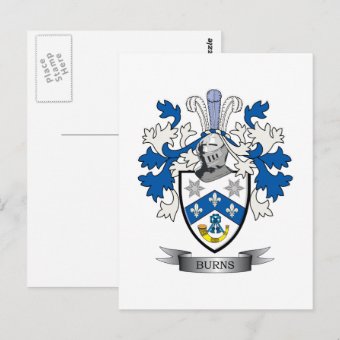 Burns Family Crest Coat of Arms Postcard | Zazzle