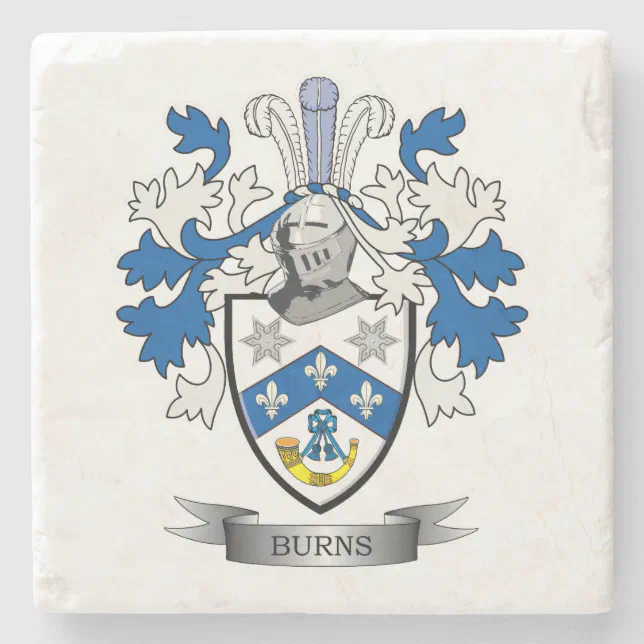 Burns Family Crest Coat of Arms Stone Coaster | Zazzle