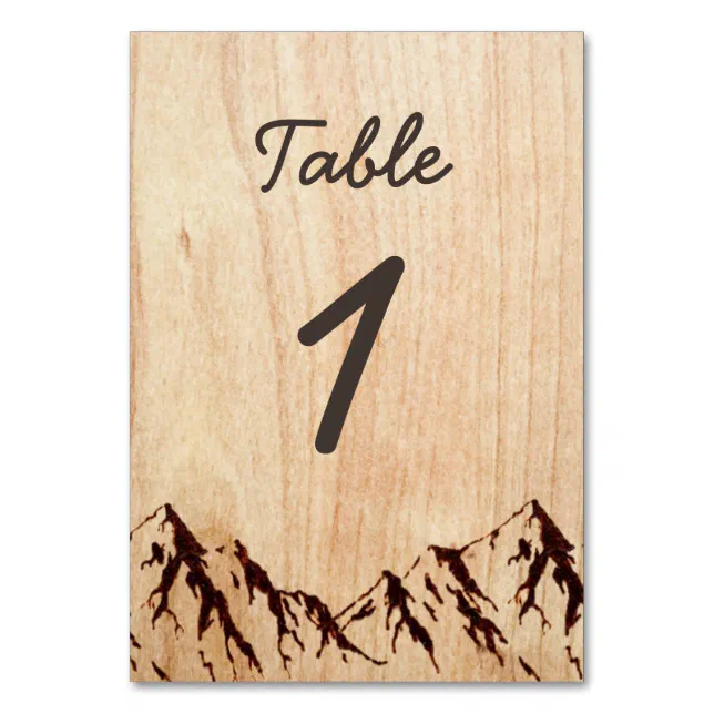 Burnt Mountain in Wood Rustic Table Number Card | Zazzle