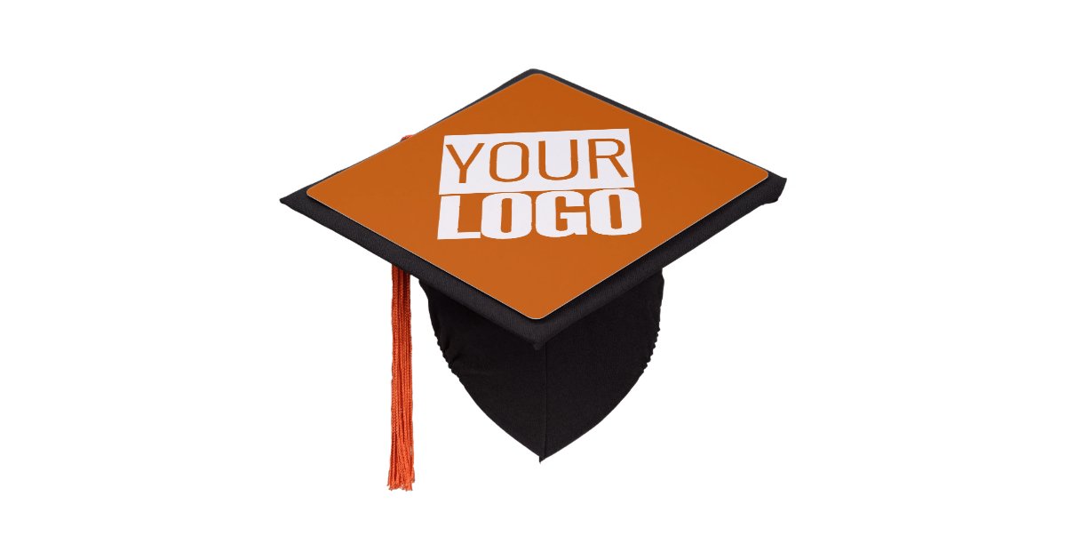 burnt orange - add your bold logo graduation cap topper | Zazzle