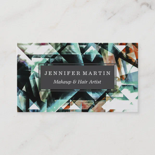 Burnt Orange and Jade Green Geometric Pattern Business Card | Zazzle