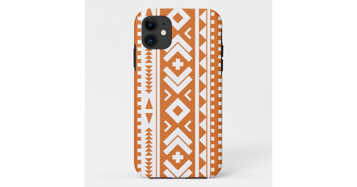 Burnt Orange Aztec Print Phone Case | Zazzle