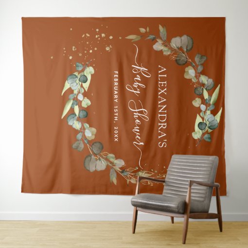 Burnt Orange Baby Shower Photo Booth Backdrop | Zazzle