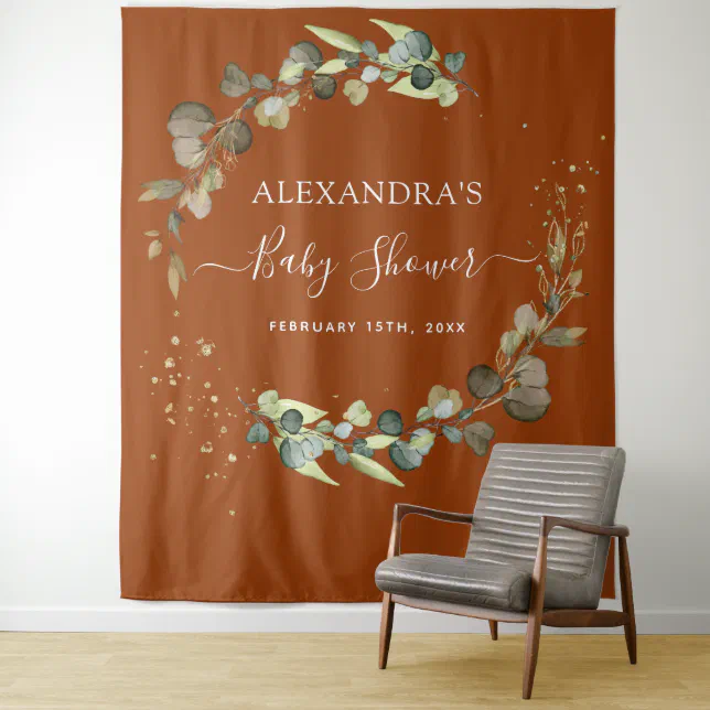 Burnt Orange Baby Shower Photo Booth Backdrop | Zazzle