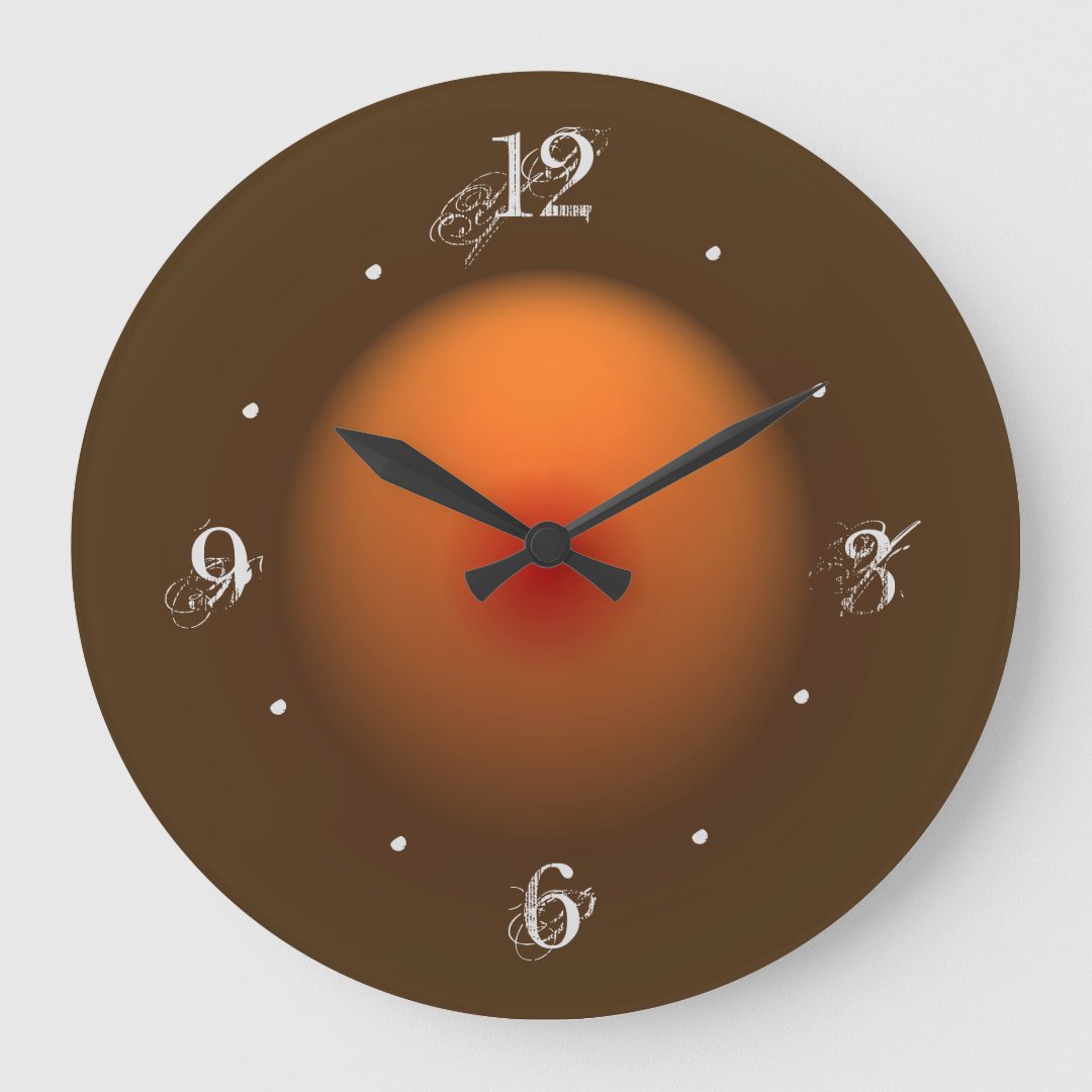 Burnt Orange/Brown Illuminated Design Wall Clock | Zazzle