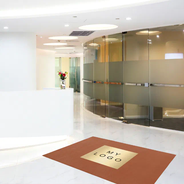 Burnt orange business logo rug | Zazzle