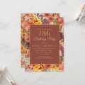 Burnt Orange Cream Rust Floral 18th Birthday Invitation | Zazzle