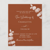 Burnt orange eucalyptus budget wedding invitation flyer | Zazzle