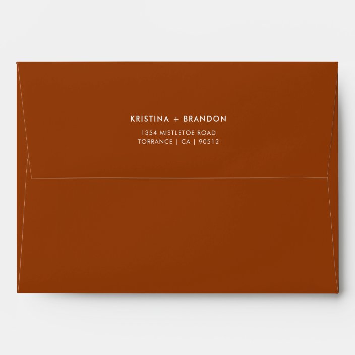 Burnt Orange Fall Terracotta Wedding Address Envelope | Zazzle