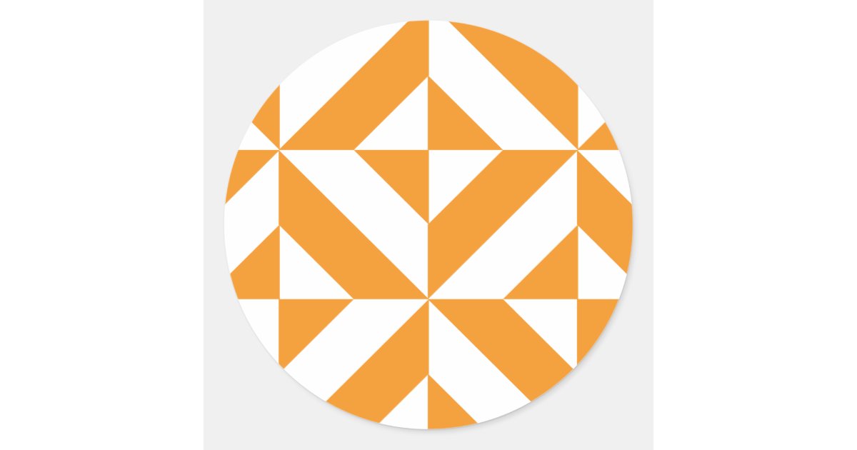 Burnt Orange Geometric Deco Cube Pattern Classic Round Sticker | Zazzle