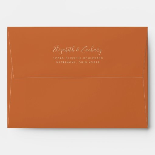Burnt Orange Gold Agate Wedding Envelope | Zazzle