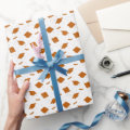 Burnt Orange Graduation Cap Toss Wrapping Paper | Zazzle