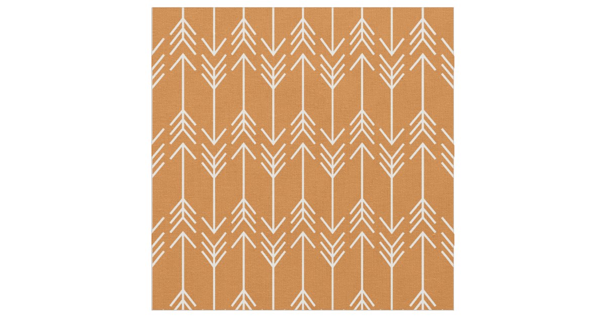 Burnt Orange Herringbone Arrows Fabric | Zazzle